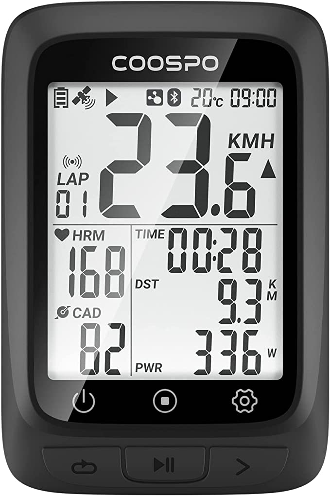 COOSPO Bike Computer GPS Wireless with Bluetooth , 2.4 LCD Screen, Aut ...